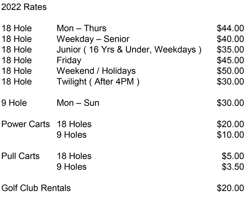 Rates - Harbour View Golf & Country Club